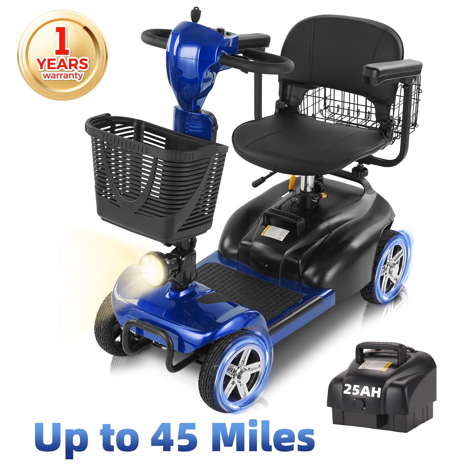 Mbxcooter 45 Miles 4 Wheels Mobility Scooter for Adults/Seniors ...