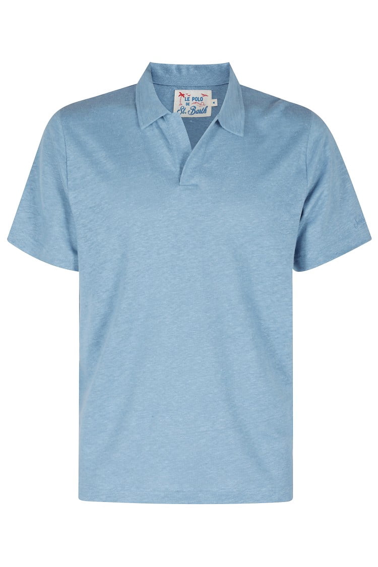 Mc2 Saint Barth Dusty Blue Linen Polo Shirt (Men's) - Walmart.com
