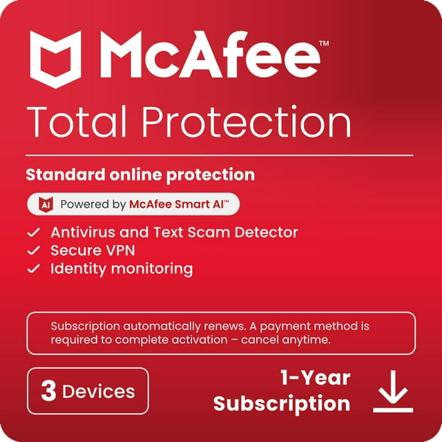 McAfee Total Protection Antivirus & Internet Security Software (Windows ...