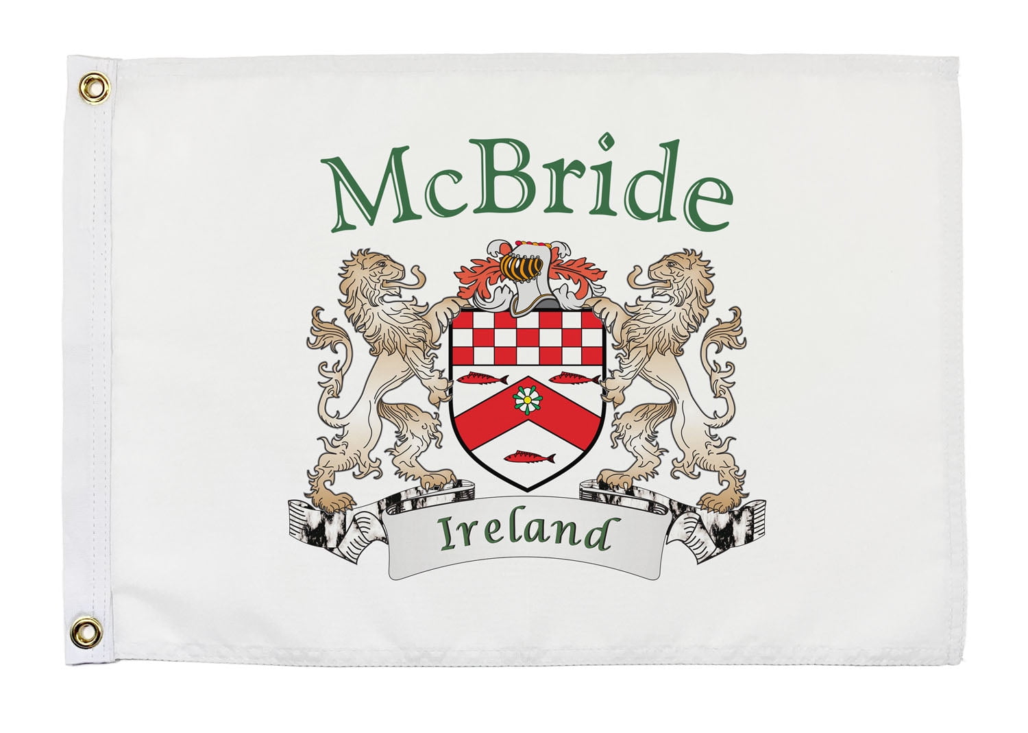 McBride Irish Coat of Arms Small White Flag - 16"x10.5" inches ...