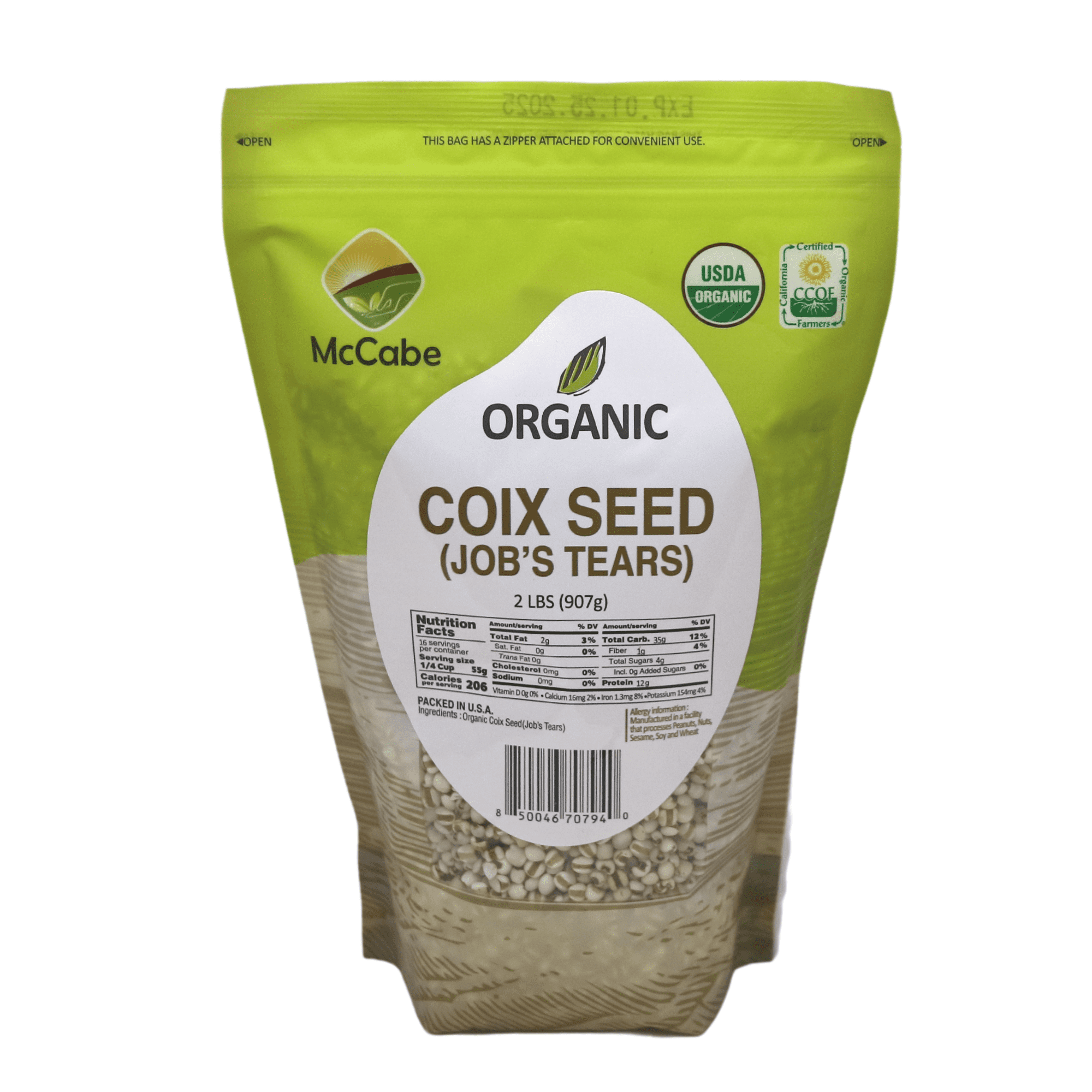 McCabe Organic Coix Seed - Job's Tears 2 Lbs| High Protein, Fiber ...