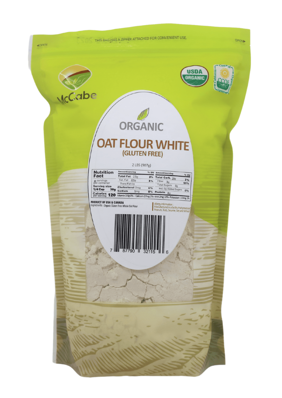 McCabe Whole Oat Flour - White | Rich with Fiber & Minerals | USDA and ...