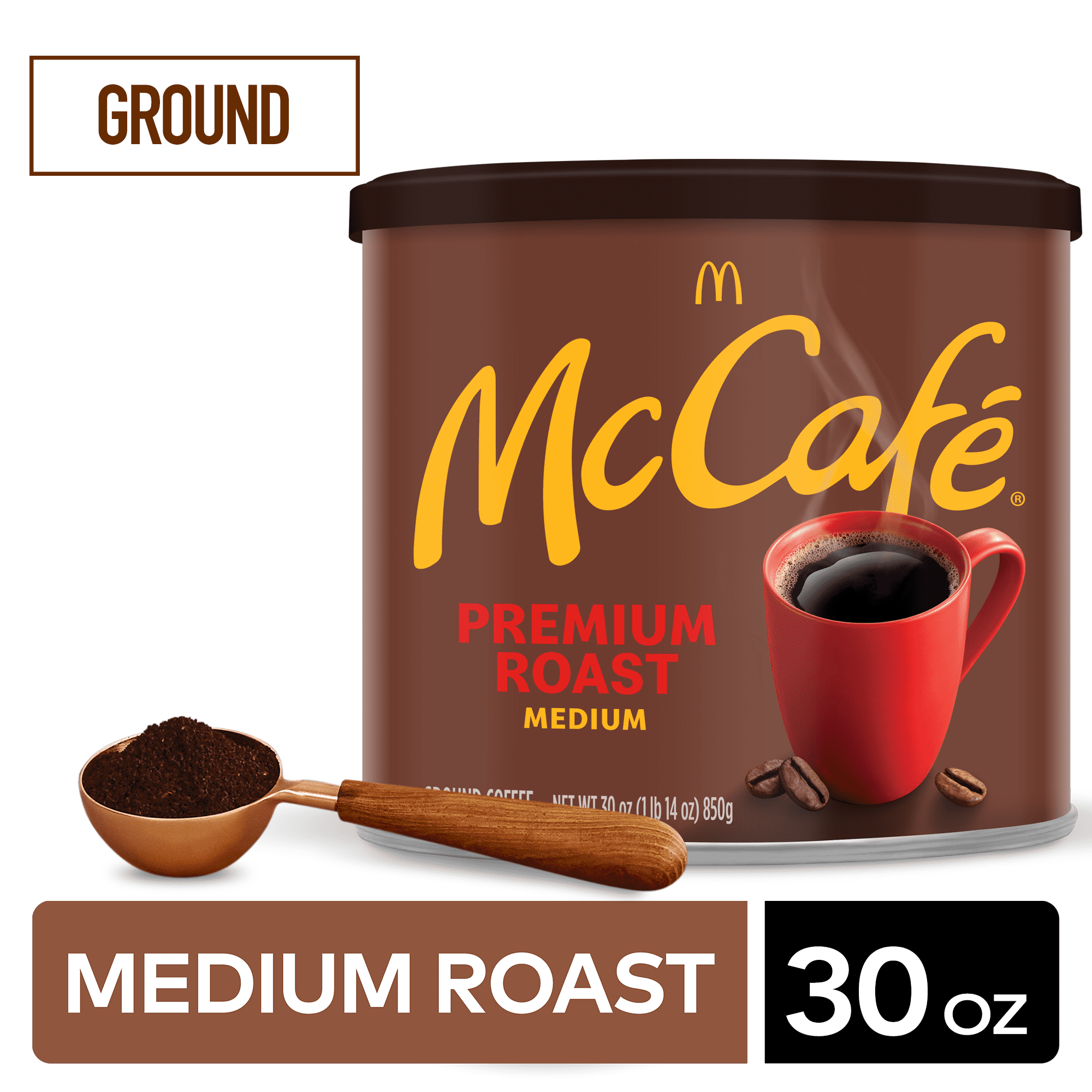 McCafe Brand Premium Roast Ground Coffee, Medium Roast, 30 oz Canister ...