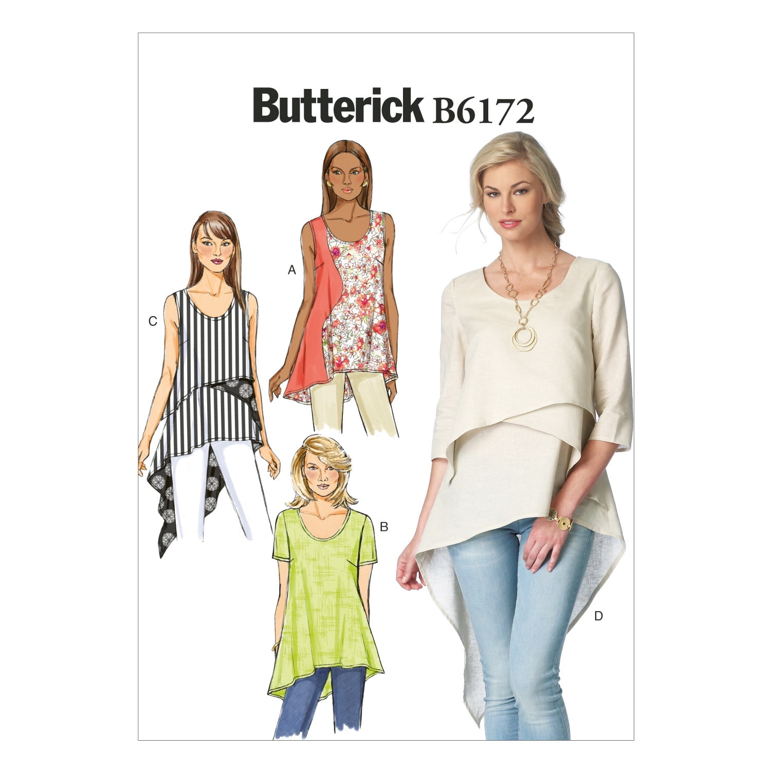 Butterick Easy Sewing Pattern 6172 Layered & Asymmetric Tops & Tunics ...
