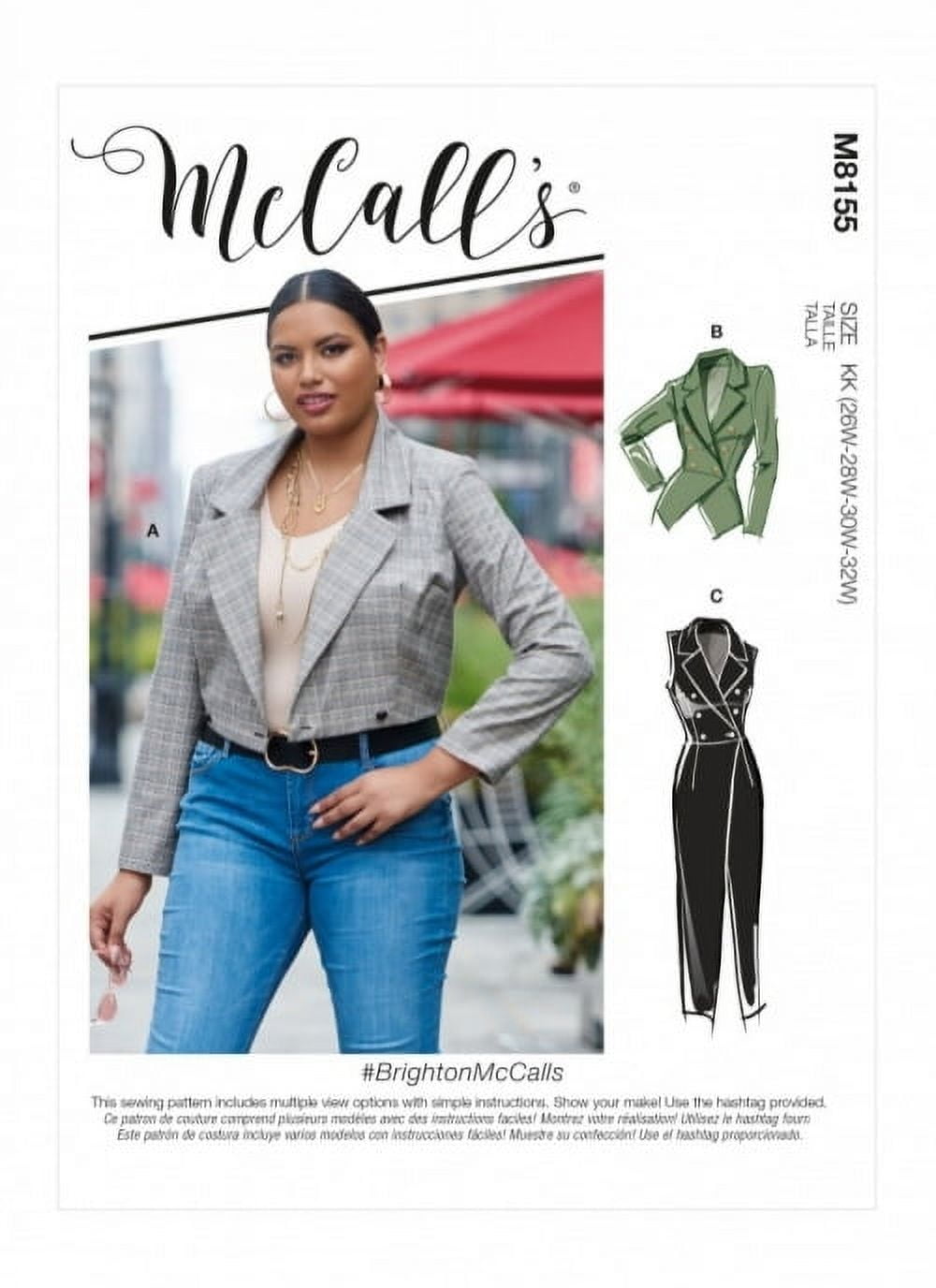 McCall's M8155RR Misses' Lined Vest and Collared Jacket Sewing Patterns Kit, Design Code M8155 ...