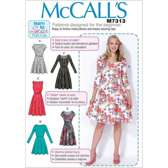 McCall's Patterns M7313 - Misses'/Women's Flared Dresses, Size RR (18W ...