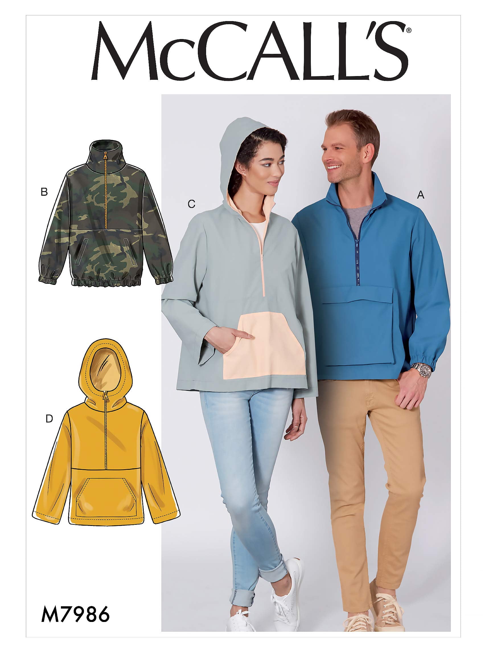 McCall's Patterns McCall's Men and Women's Jacket and Hoodie, Sizes S-L Sewing Pattern, various ...