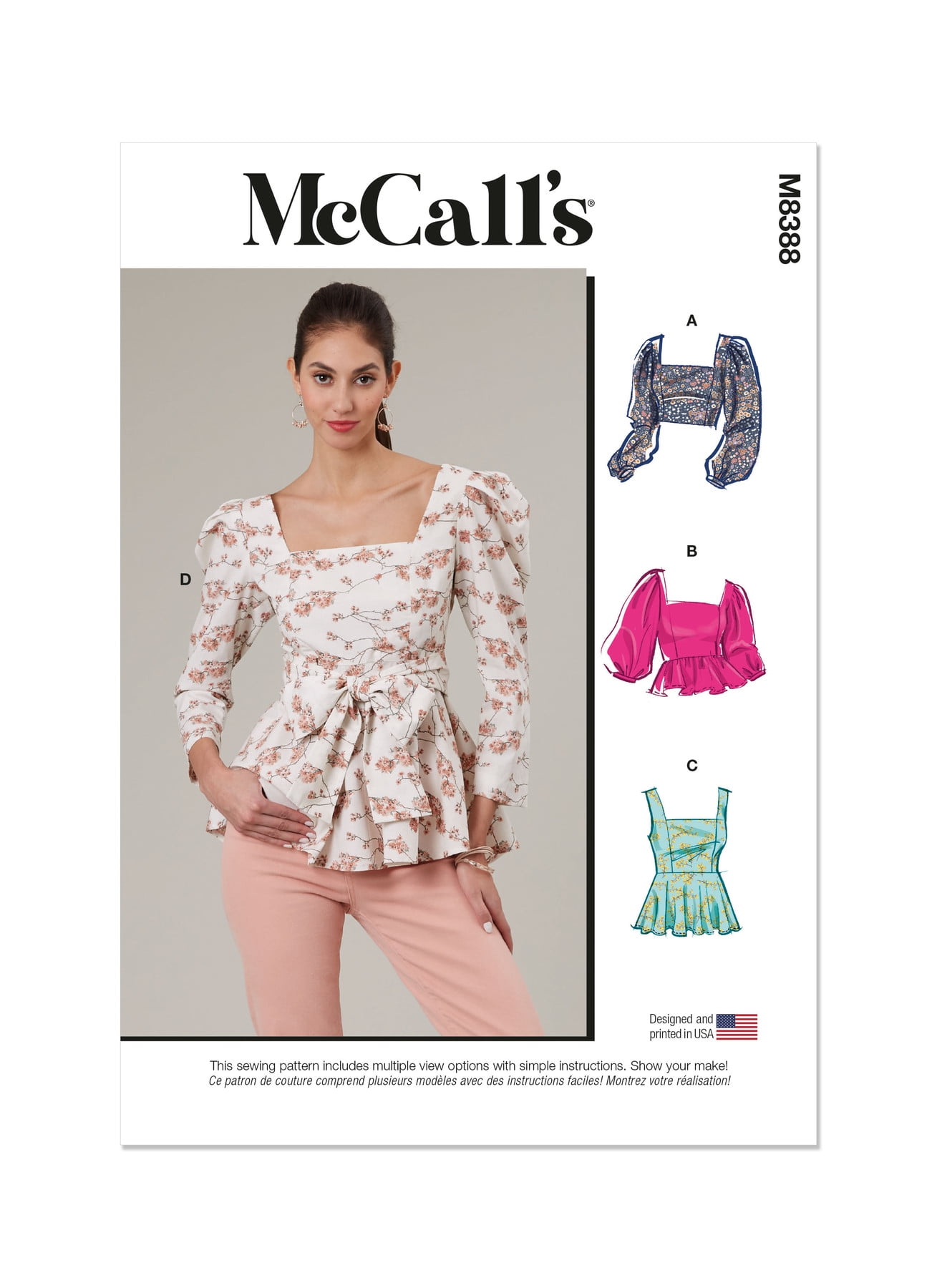 McCall's Sewing Pattern 8388 - Misses' Tops, Size: F5 (16-18-20-22-24 ...