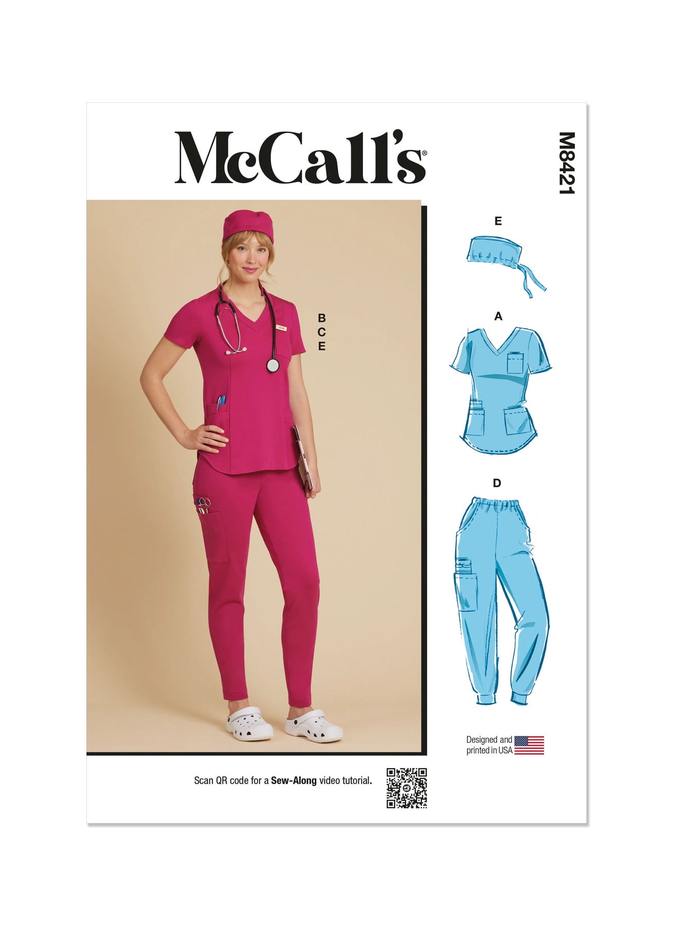 McCall's Sewing Pattern 8421 - Misses' Knit Scrub Tops, Pants, Jogger ...