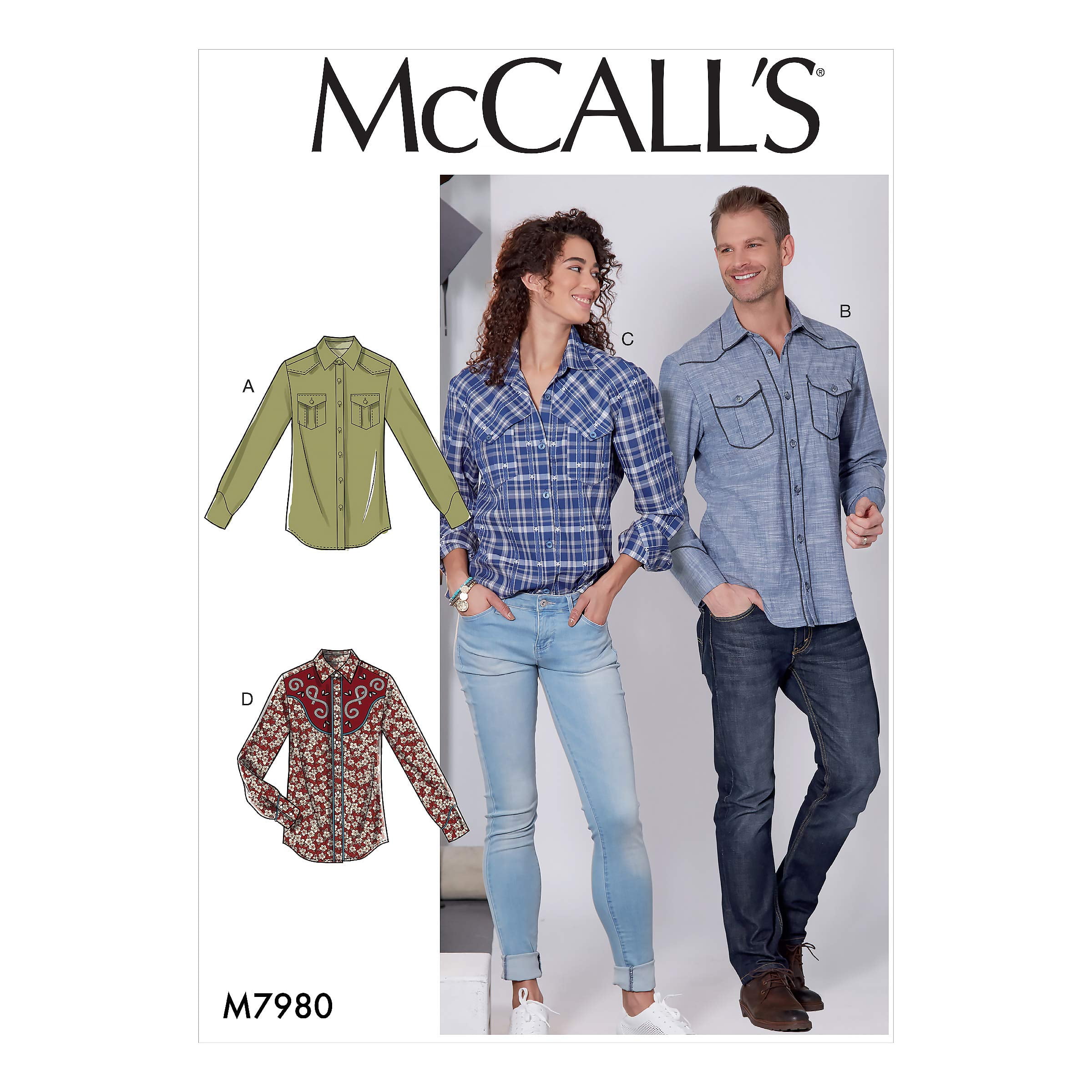 McCalls Sewing Pattern 7980 Shirts - Walmart.com