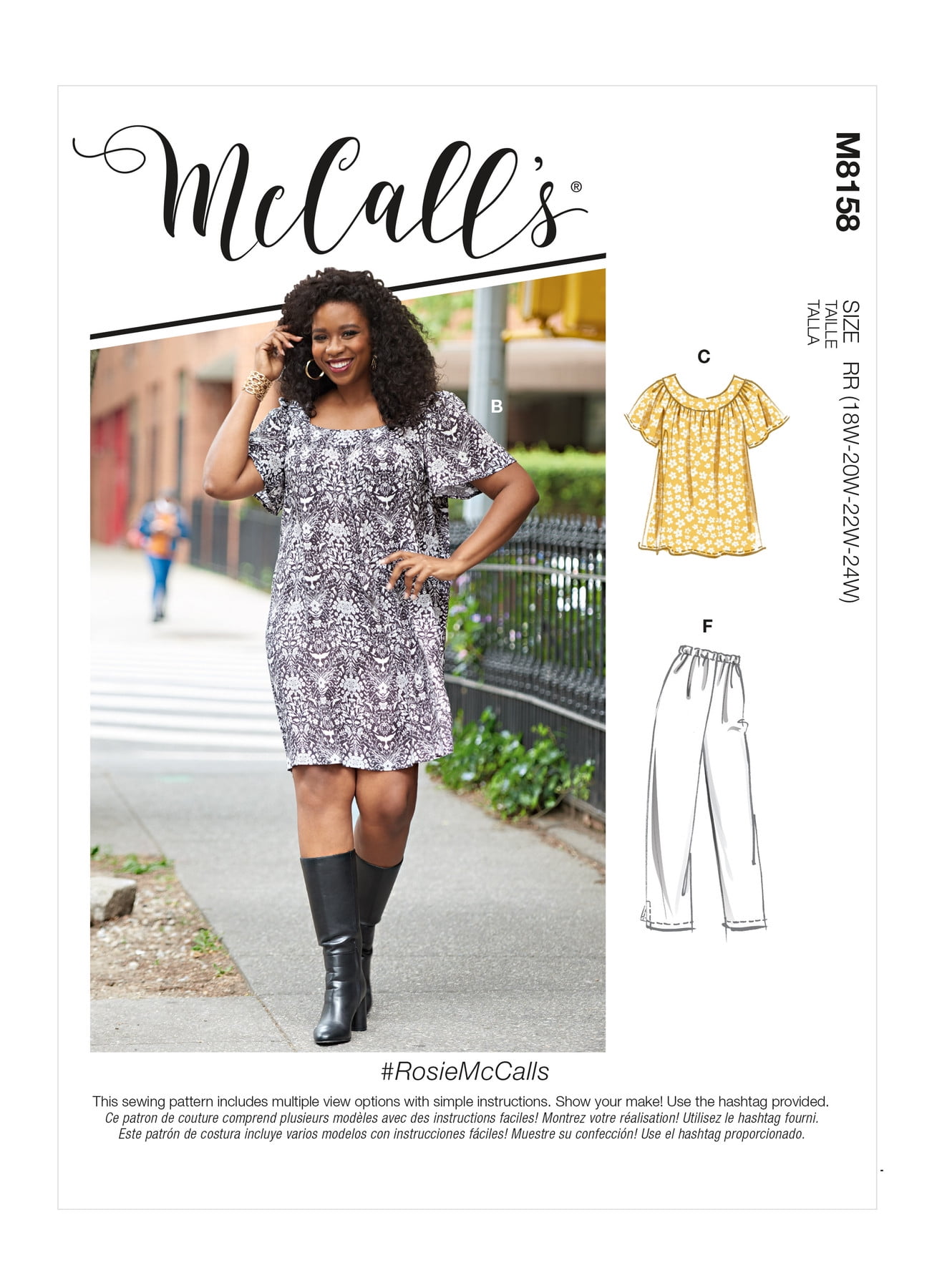 McCalls Sewing Pattern 8158 Dress, Shorts, Trousers - Walmart.com