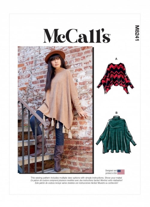 McCalls Sewing Pattern 8241 Tops A (XS-S-M-L-XL-XXL) - Walmart.com