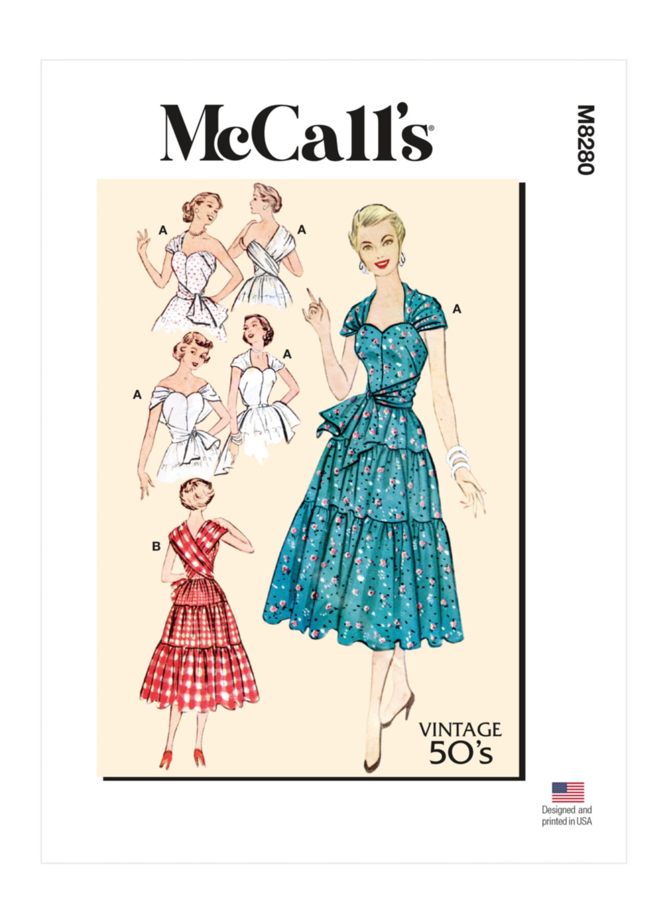 McCalls Sewing Pattern 8280 Dresses A5 (6-8-10-12-14) - Walmart.com
