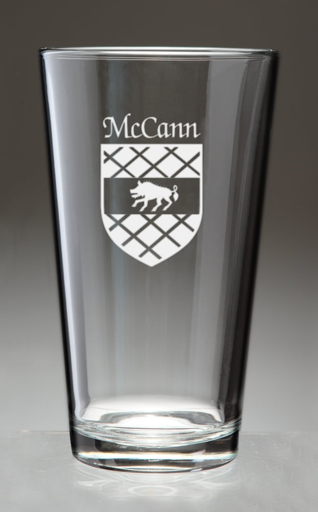 McCann Irish Coat of Arms Pint Glasses - Set of 4 (Sand Etched ...