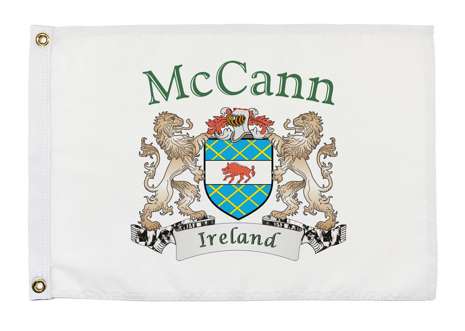 McCann Irish Coat of Arms Small White Flag - 16"x10.5" inches - Walmart.com
