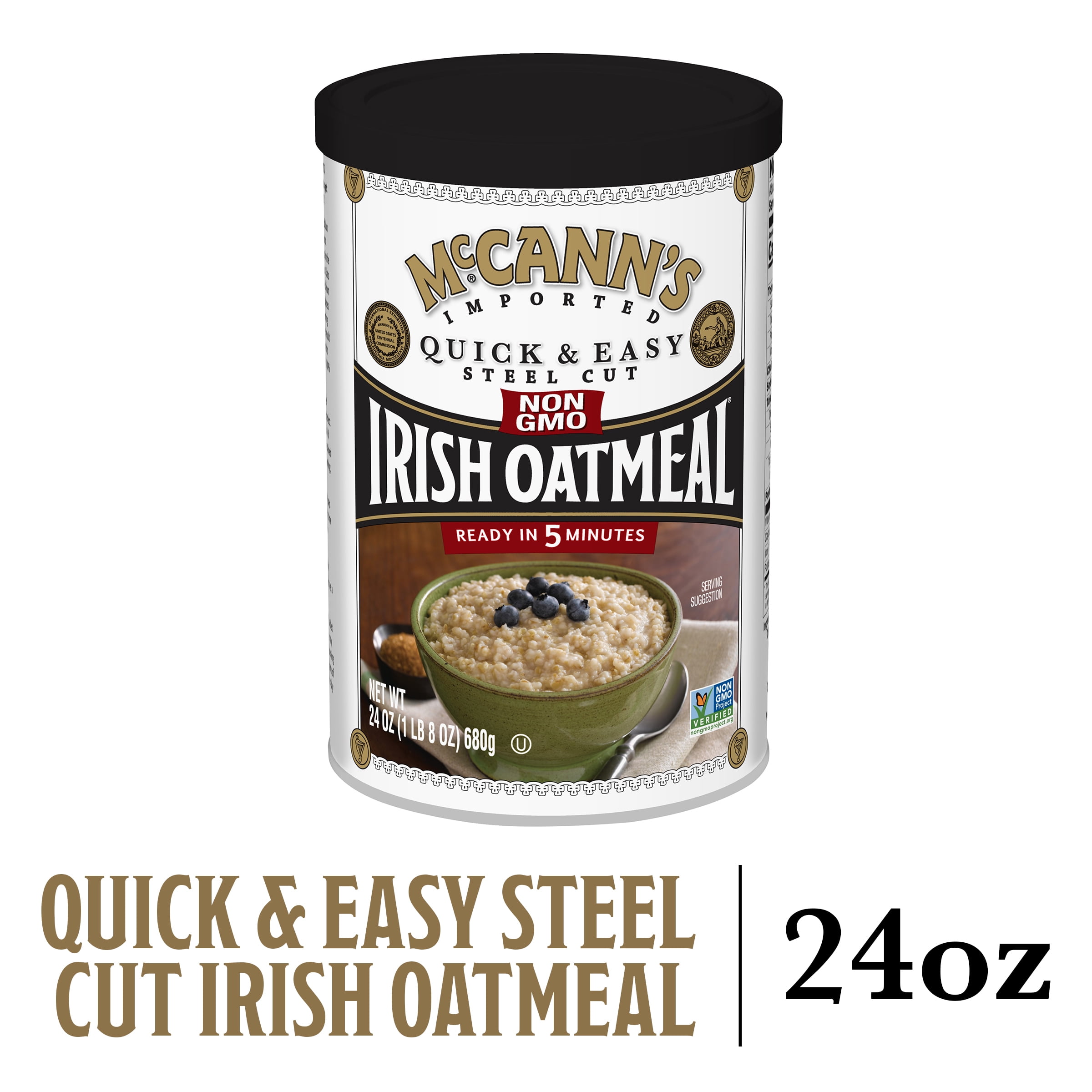 McCann's Quick & Easy Steel Cut Irish Oatmeal, Non-GMO, Kosher, 24 OZ Cup - Walmart.com