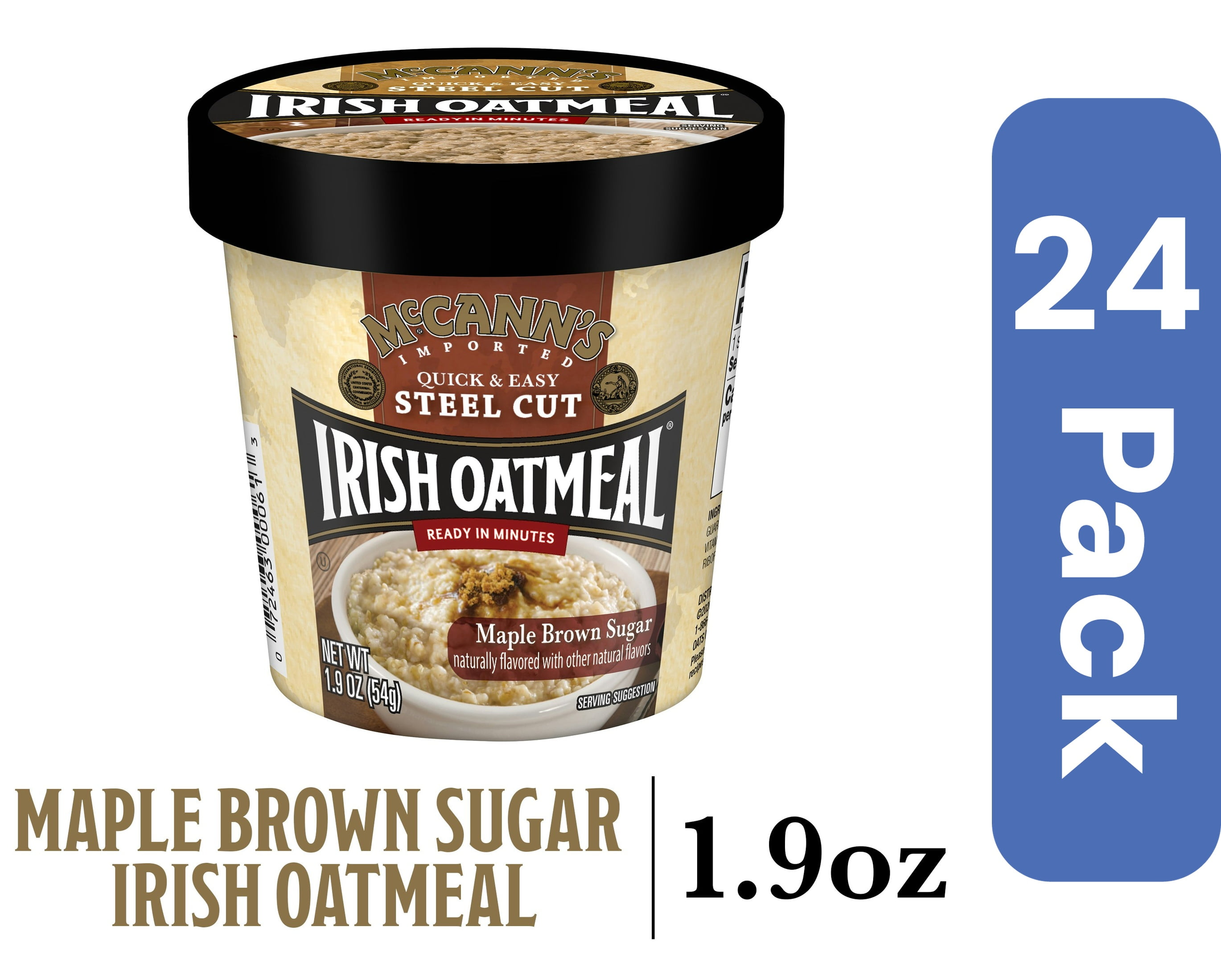 McCann's Instant Oatmeal Cup Maple Sugar 1.9 oz (Pack Of 24) - Walmart.com