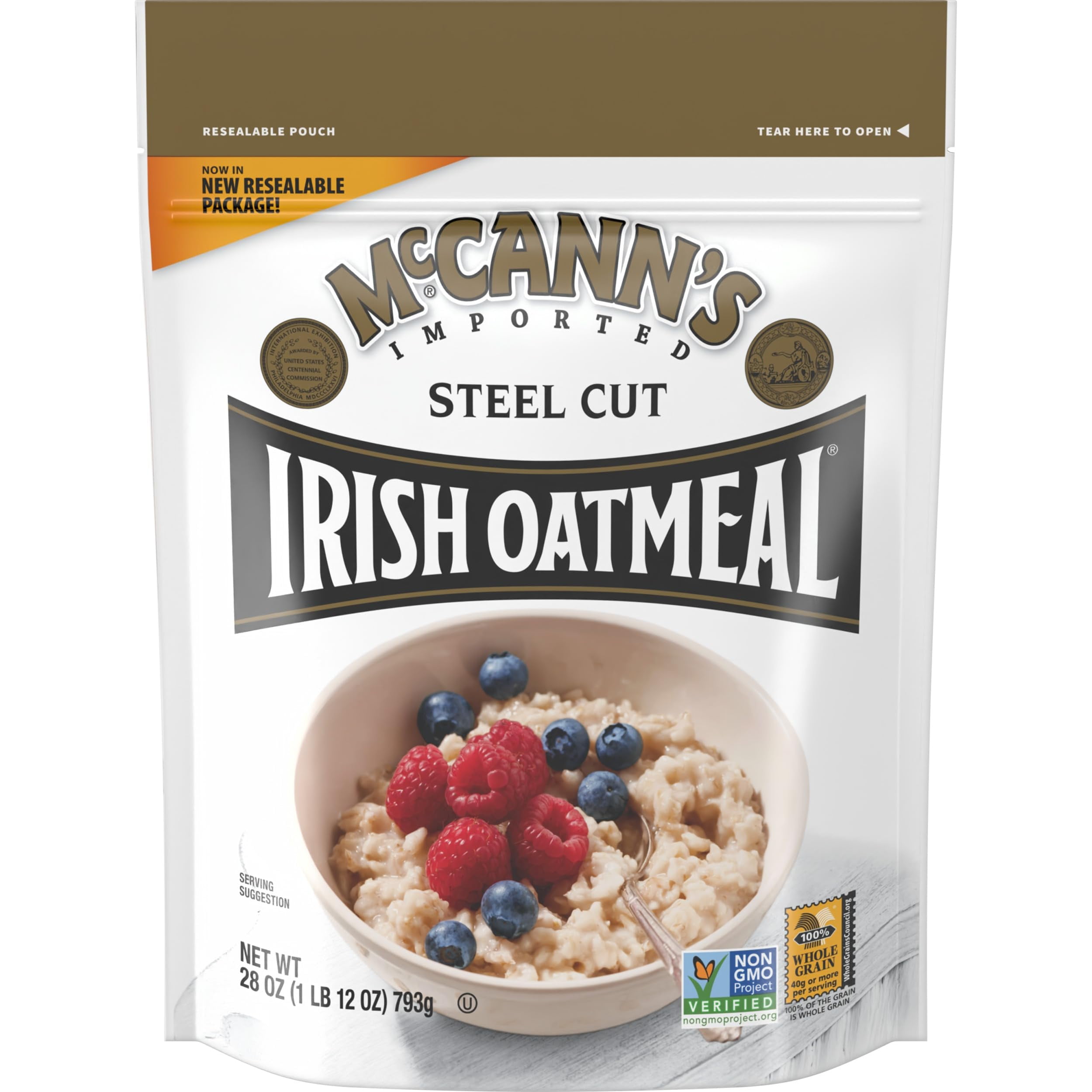 McCann's Irish Oatmeal, Traditional KEF16 Steel Cut Oats, 28 Ounce Bag ...