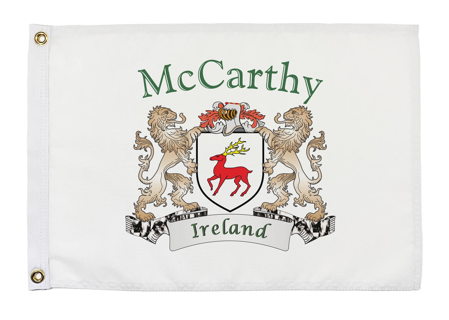 McCarthy Irish Coat of Arms Small White Flag - 16"x10.5" inches ...