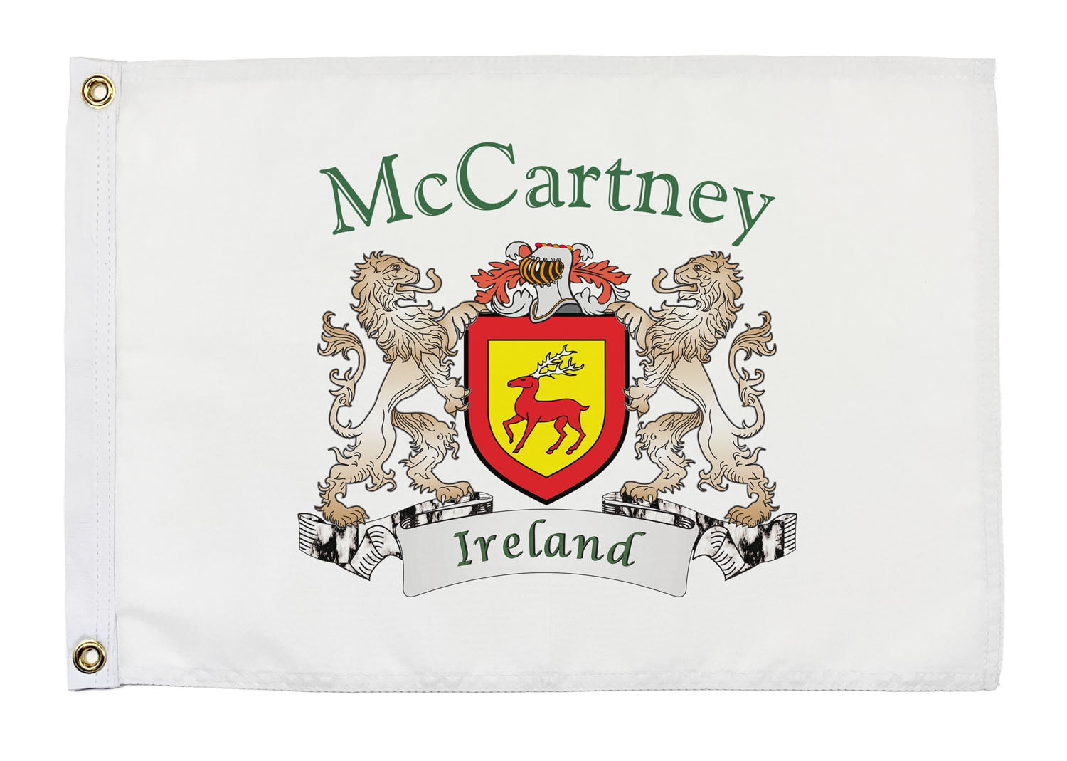 McCartney Irish Coat of Arms Small White Flag - 16"x10.5" inches ...