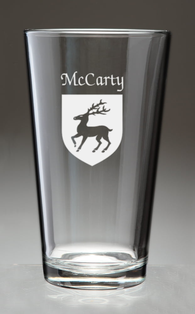 McCarty Irish Coat of Arms Pint Glasses - Set of 4 (Sand Etched ...