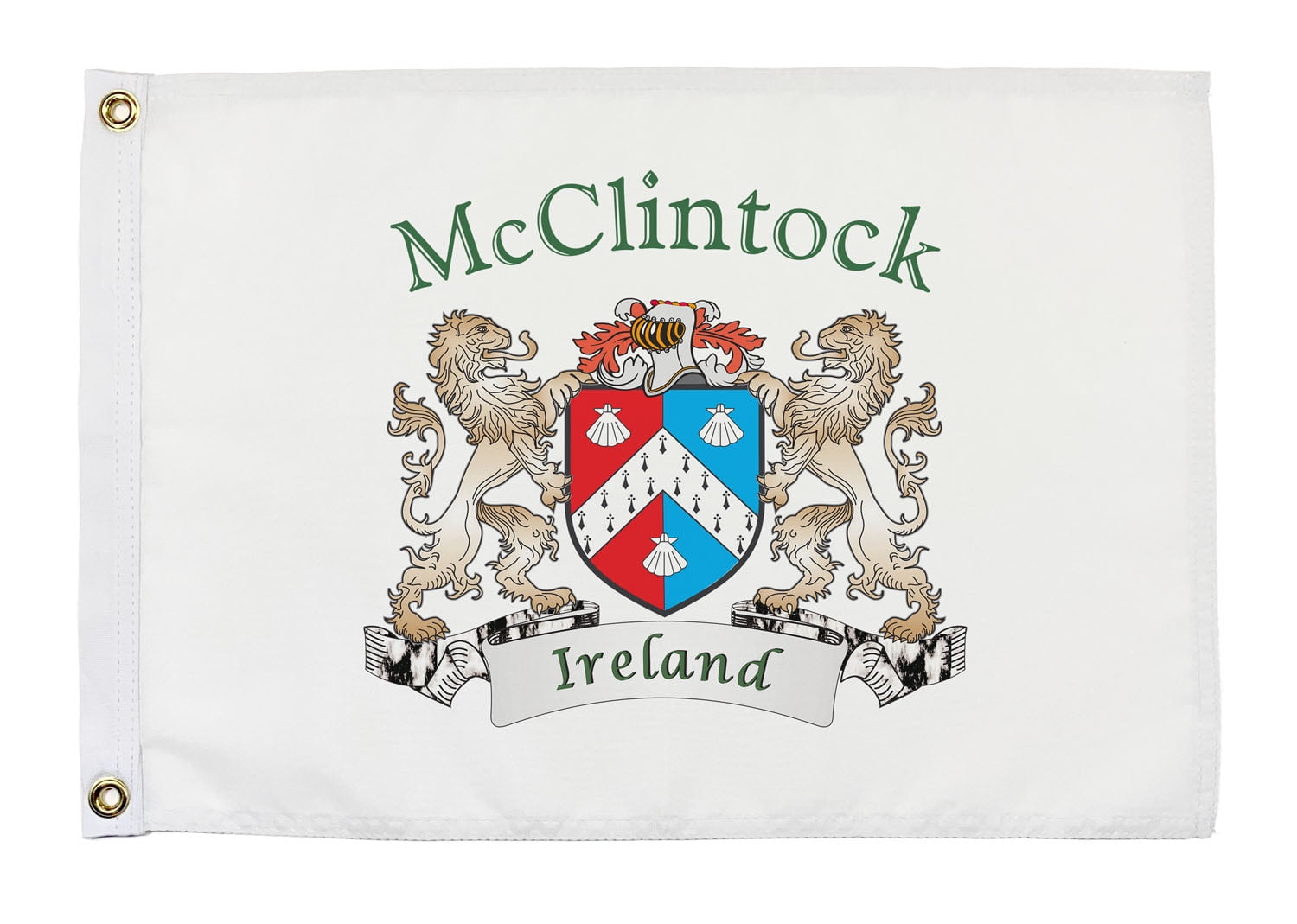 McClintock Irish Coat of Arms Small White Flag - 16"x10.5" inches ...