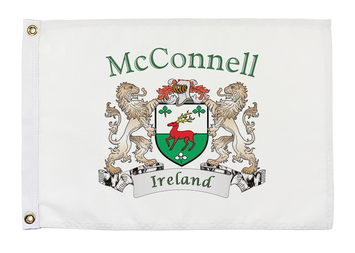 McConnell Irish Coat of Arms Small White Flag - 16"x10.5" inches ...