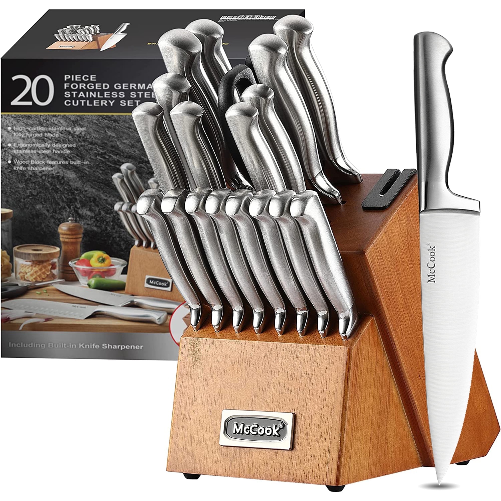 McCook MC69W Forged Chef & Paring Knife Set, German Stainless Steel ...