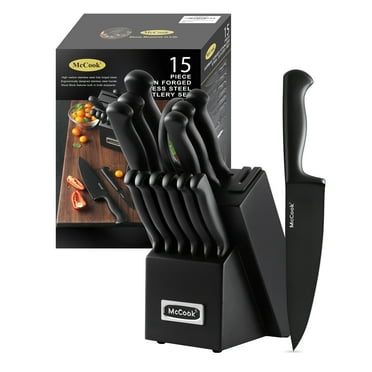 McCook MC20 17pcs Kitchen Knife Set with Block Cutlery Knife Block Set ...