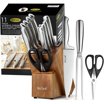 McCook MC21G 15-Piece Golden Titanium Knife Set with Built-in Sharpener ...