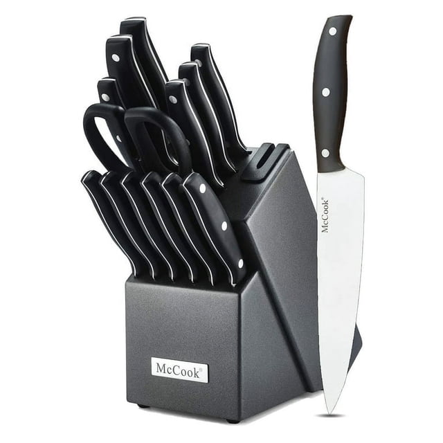 McCook MC39 14-Piece Knife Set with Built-in Sharpener, Triple Rivet ...