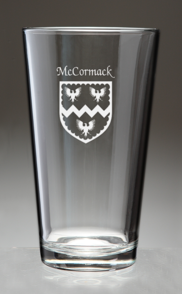 McCormack Irish Coat of Arms Pint Glasses - Set of 4 (Sand Etched ...