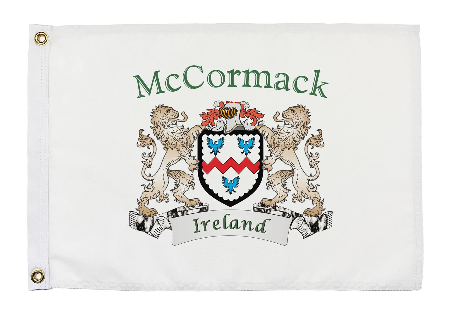 McCormack Irish Coat of Arms Small White Flag - 16"x10.5" inches ...