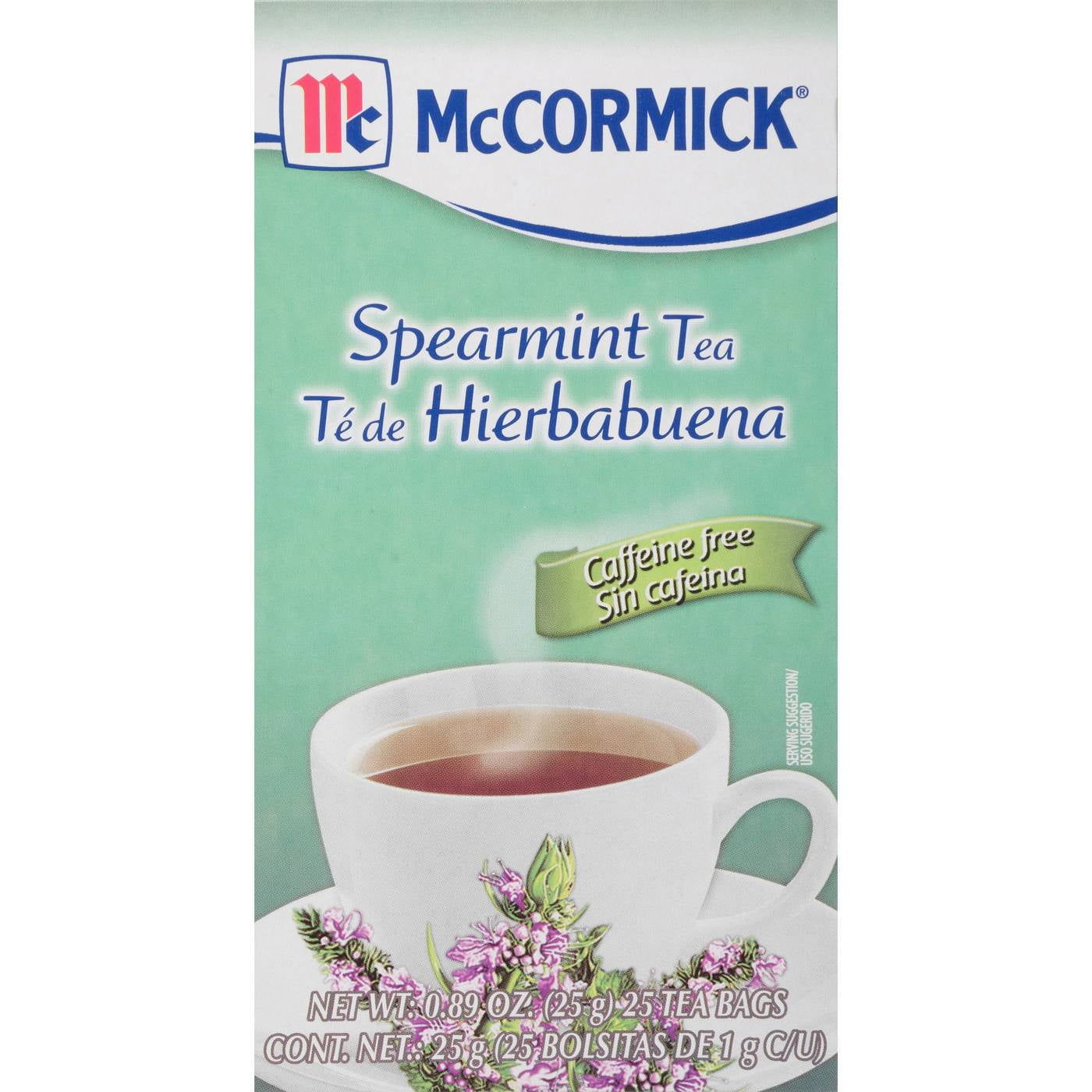 McCormick 25 Count Box Caffeine Free Spearmint Tea Bags - 0.89 oz- Pack ...