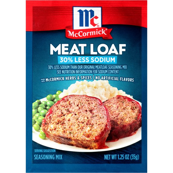 McCormick 30% Less Sodium Meat Loaf Seasoning Mix, 1.25 oz, Herbs ...