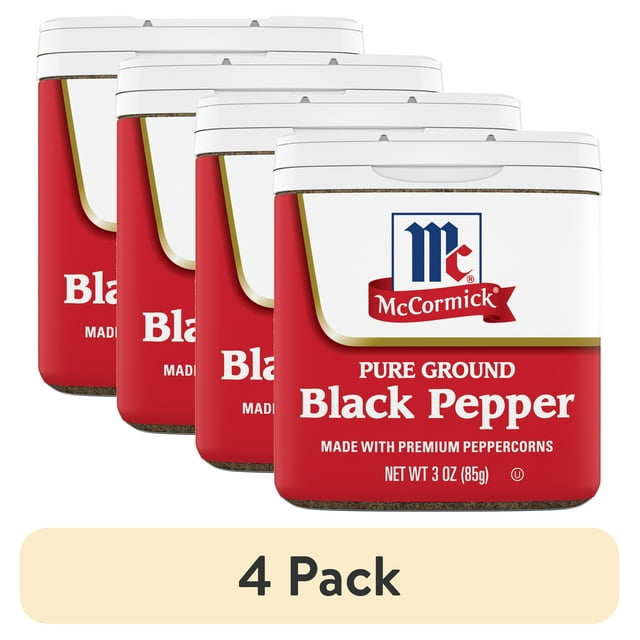 (4 pack) McCormick Non-GMO Kosher Pure Ground Black Pepper, 3 oz Can ...