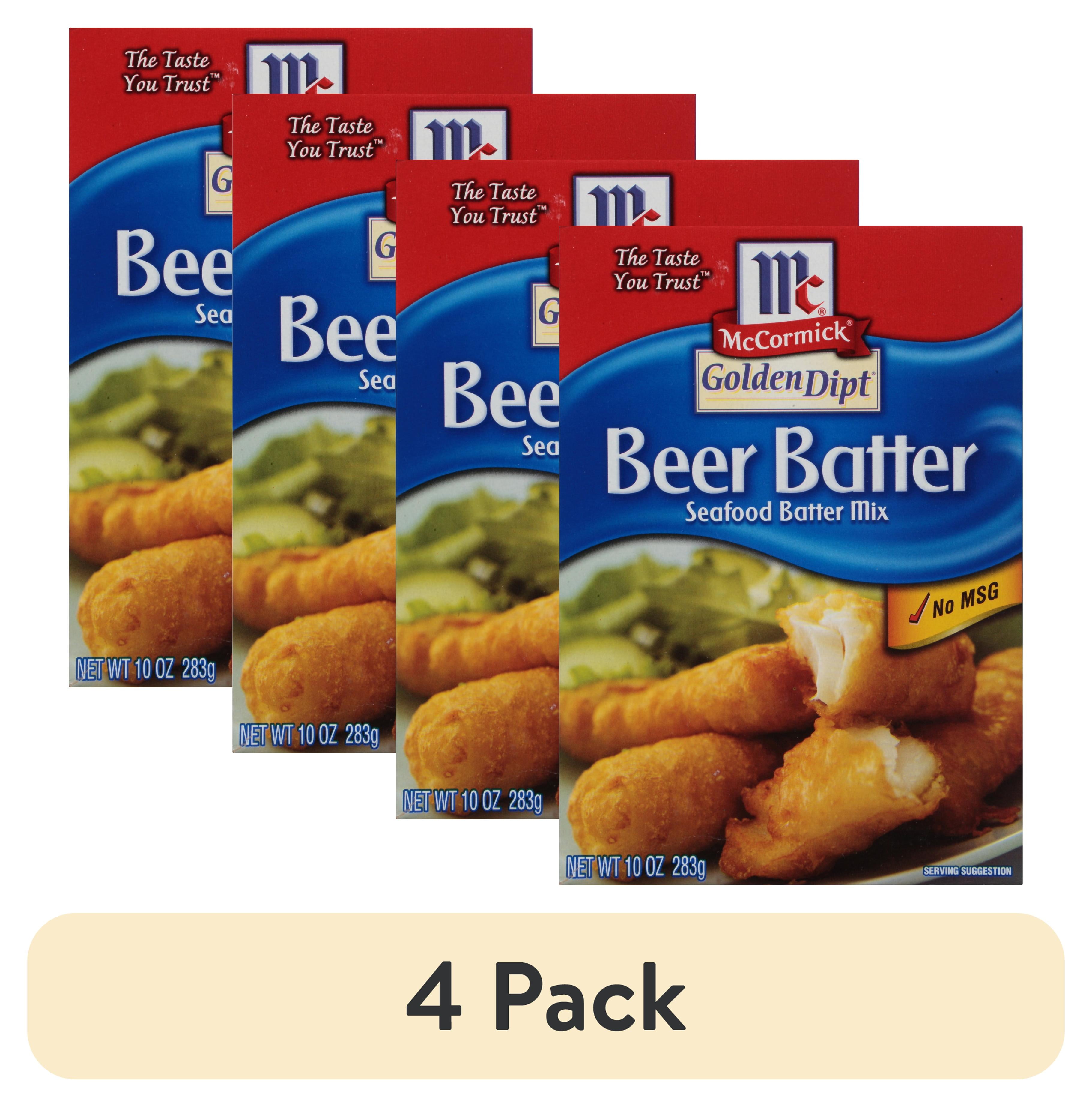 (4 pack) McCormick Golden Dipt Beer Batter Seafood Batter Mix, 10 oz ...