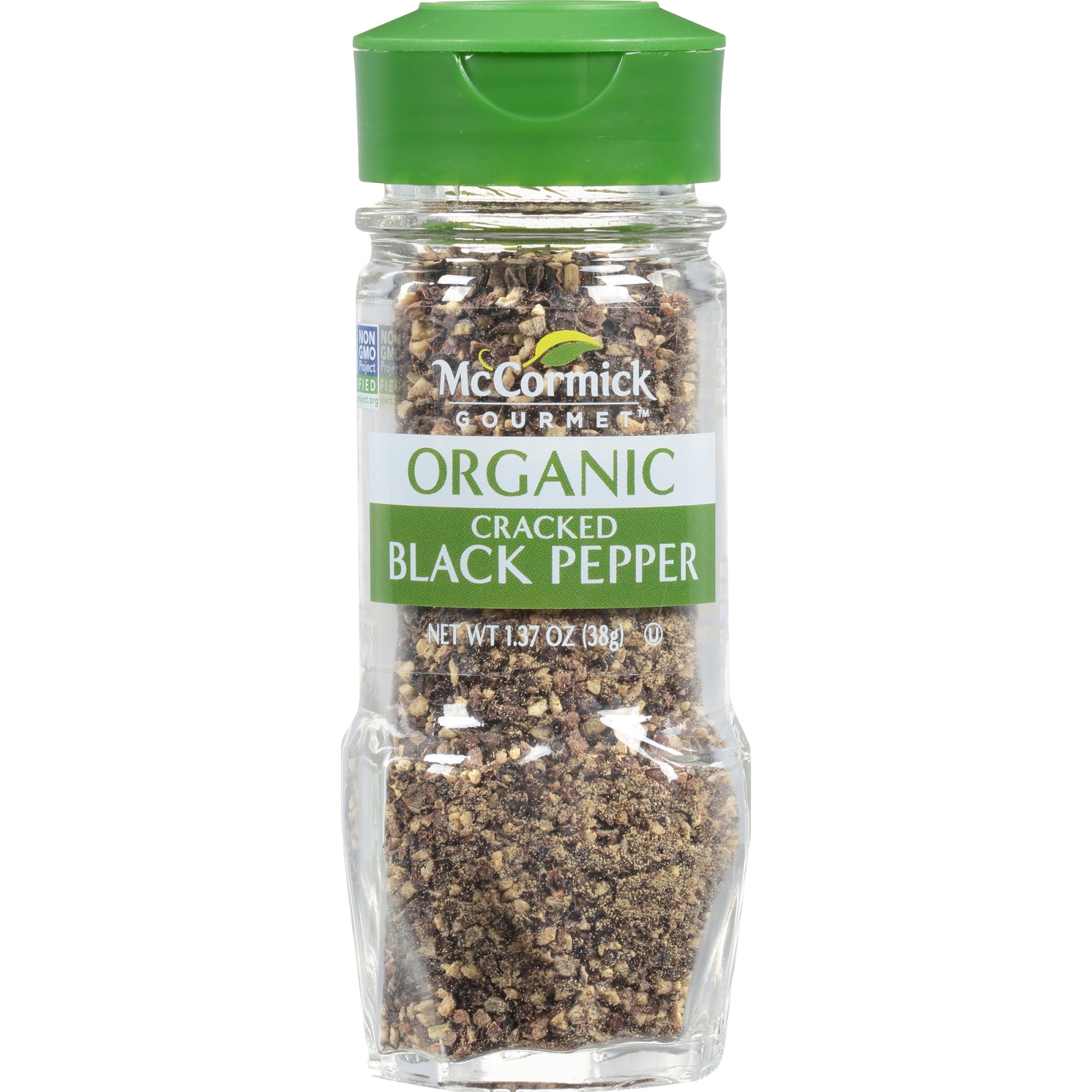 McCormick Gourmet Non-GMO Organic Cracked Black Pepper, 1.37 oz Bottle ...