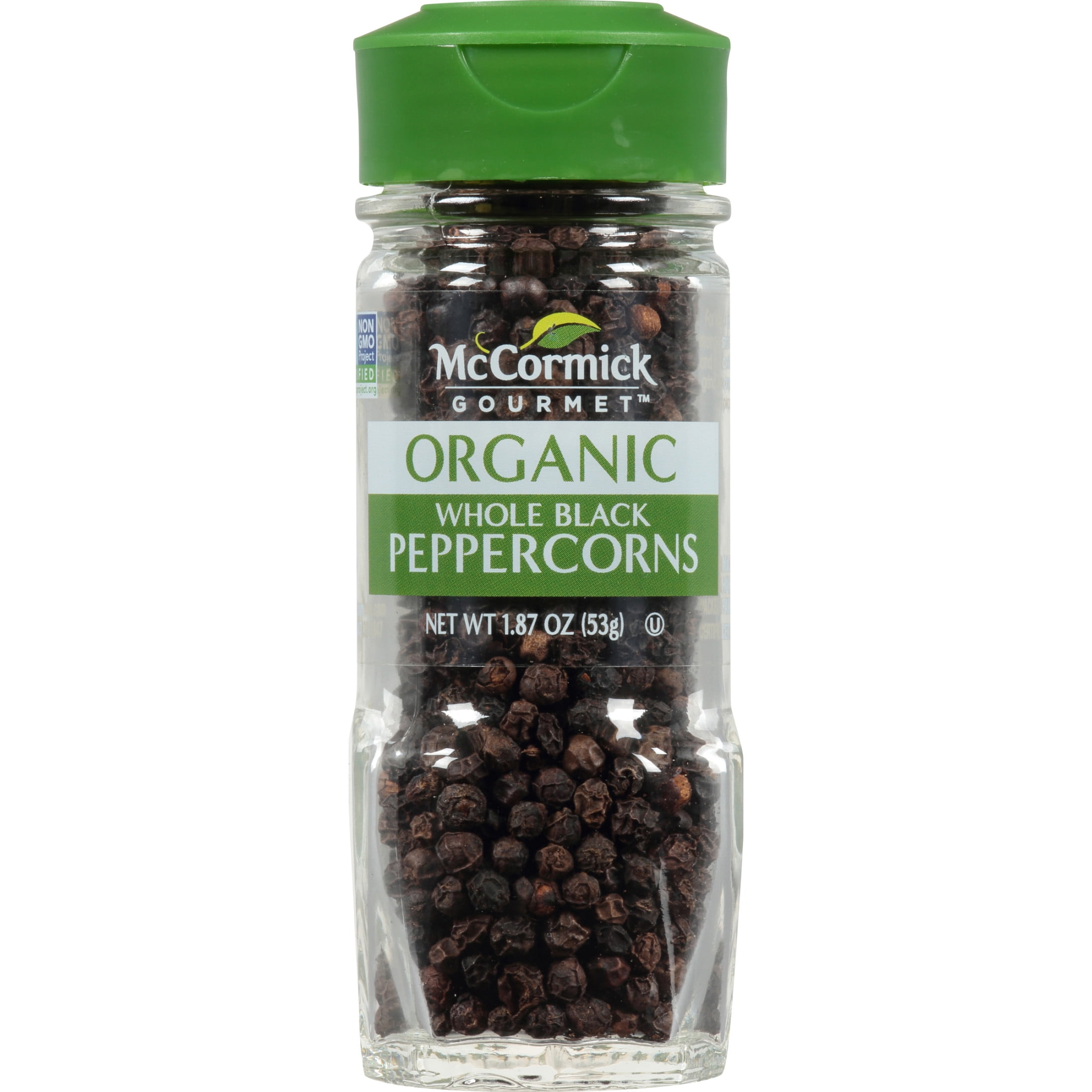 McCormick Gourmet Whole Black Peppercorns 1.87 oz Glass Bottle for ...