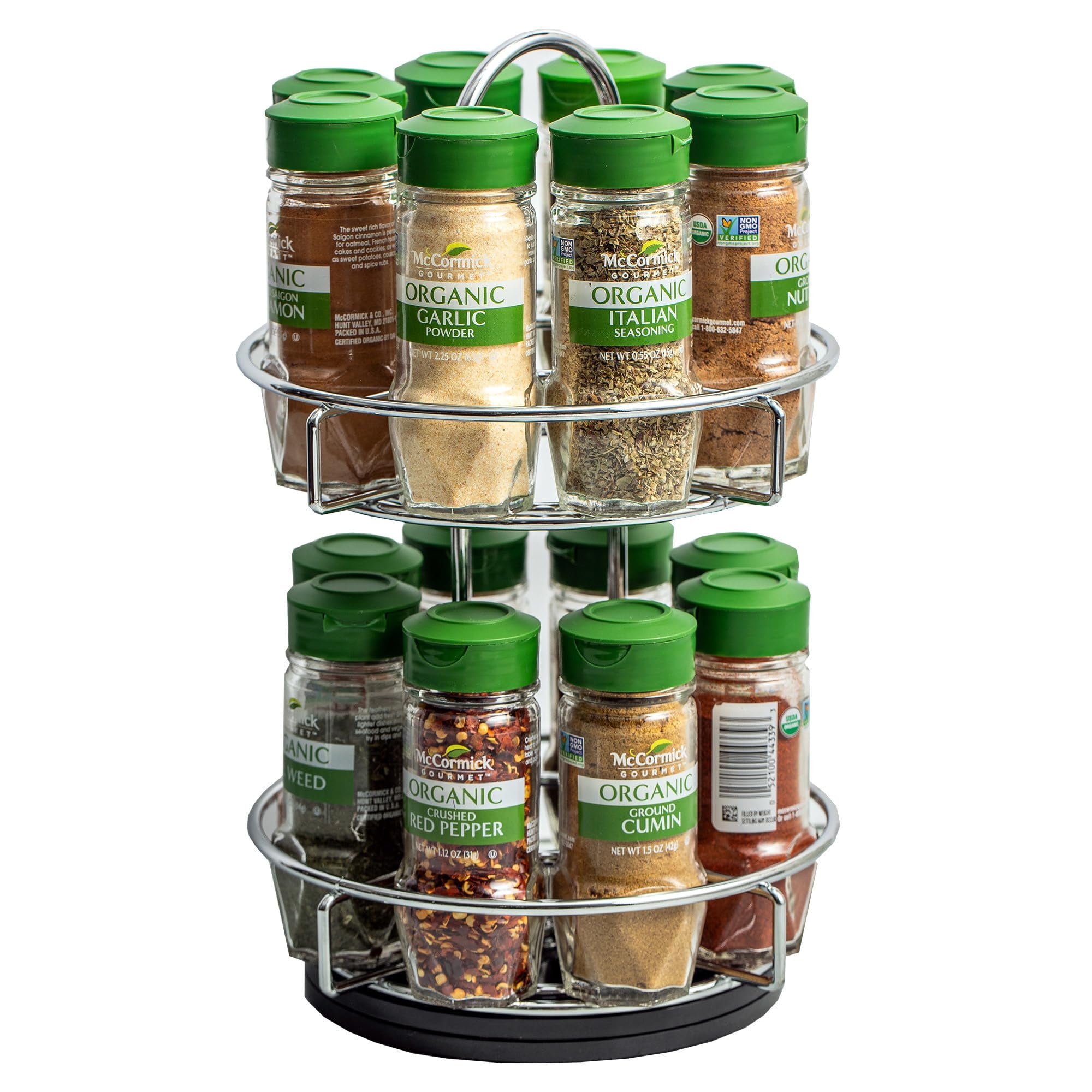 McCormick Gourmet Two Tier VTF5 Chrome 16 Piece Organic Spice Rack ...