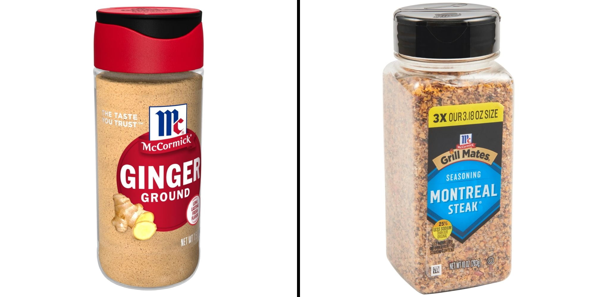 McCormick Grill Mates 25% Less Sodium 10 oz & McCormick Ground Ginger ...
