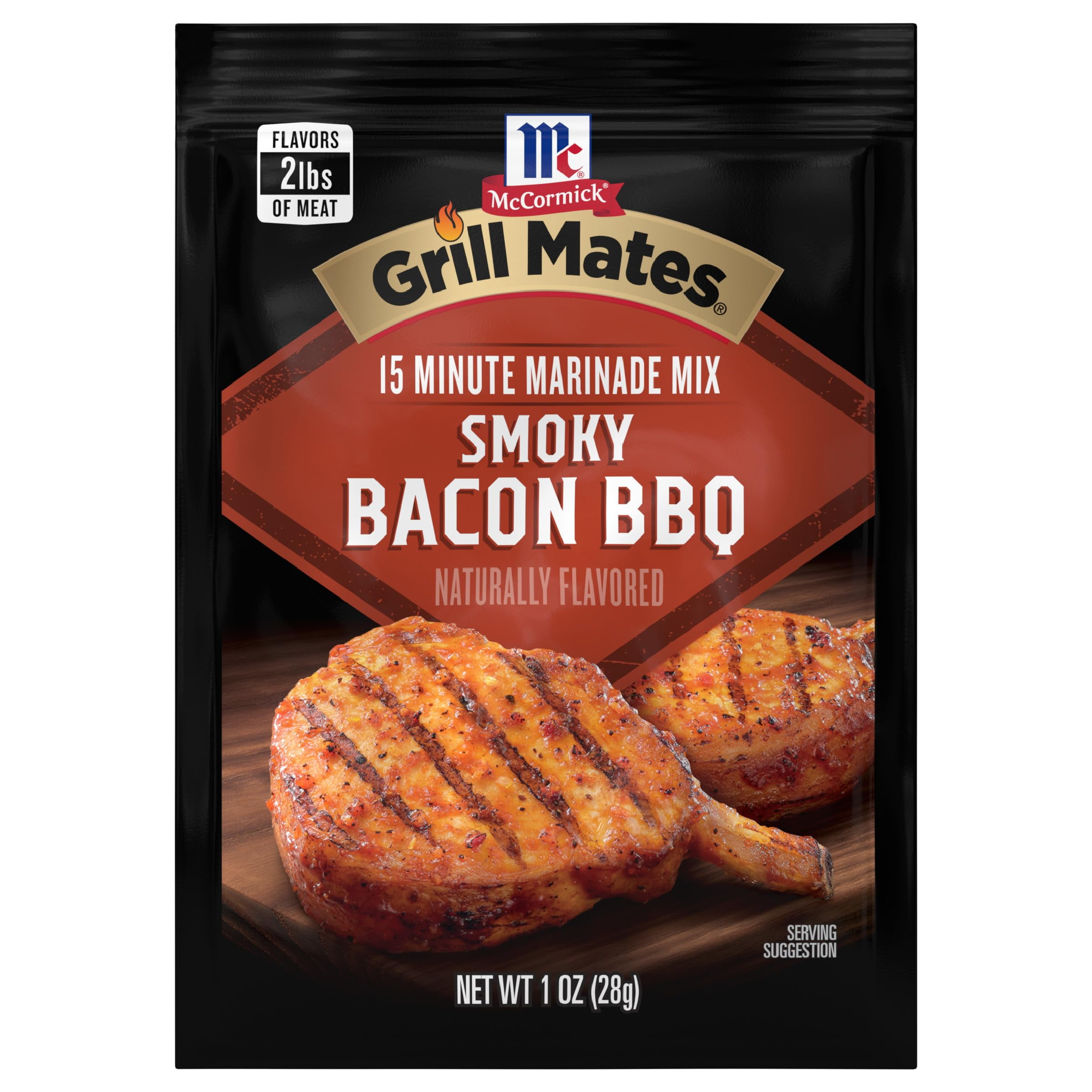 McCormick Grill Mates Smoky OIF8 Bacon BBQ 3-In-1 Seasoning Mix, 1 oz ...