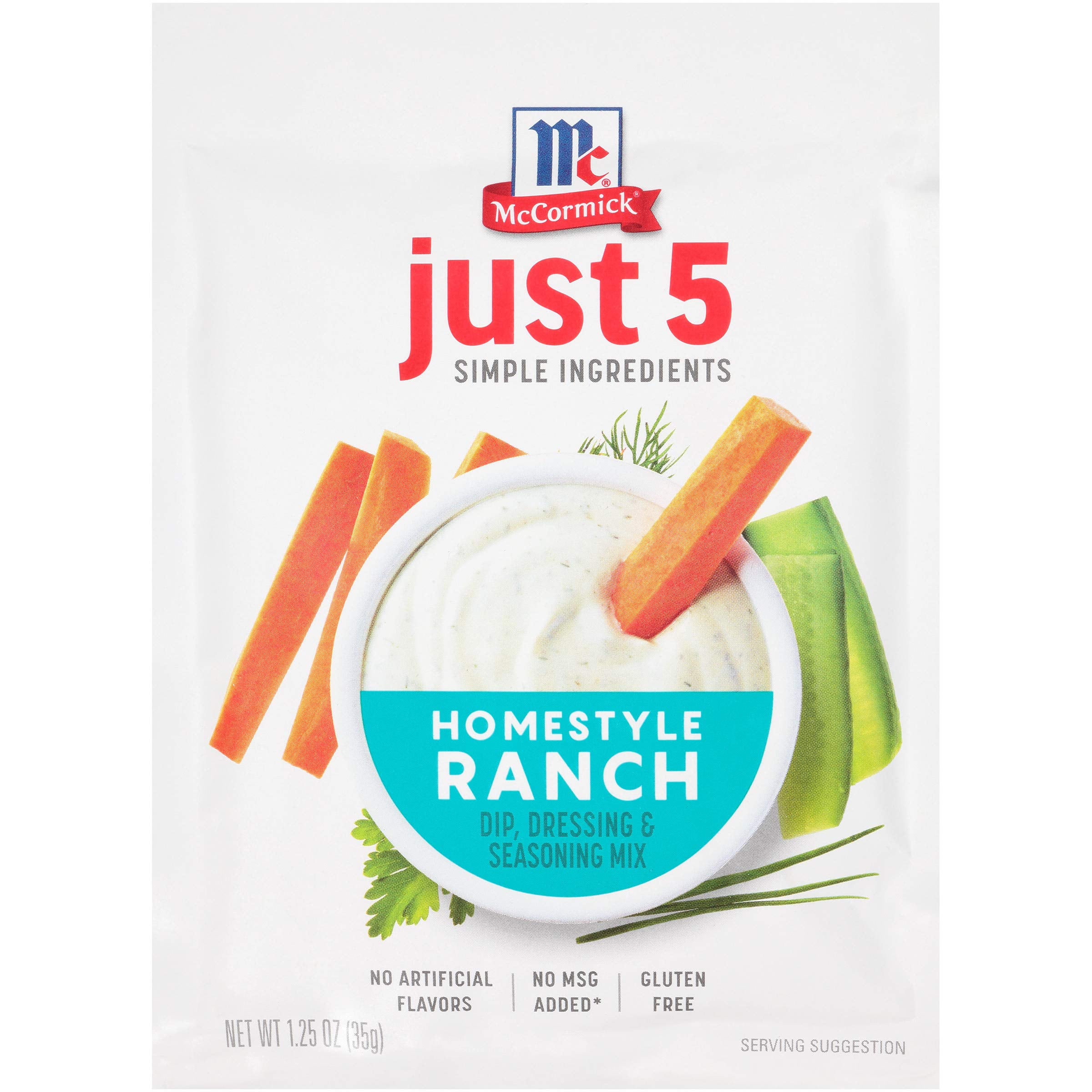 McCormick Just 5 Simple TGF4 Ingredients Homestyle Ranch Dip, Dressing ...