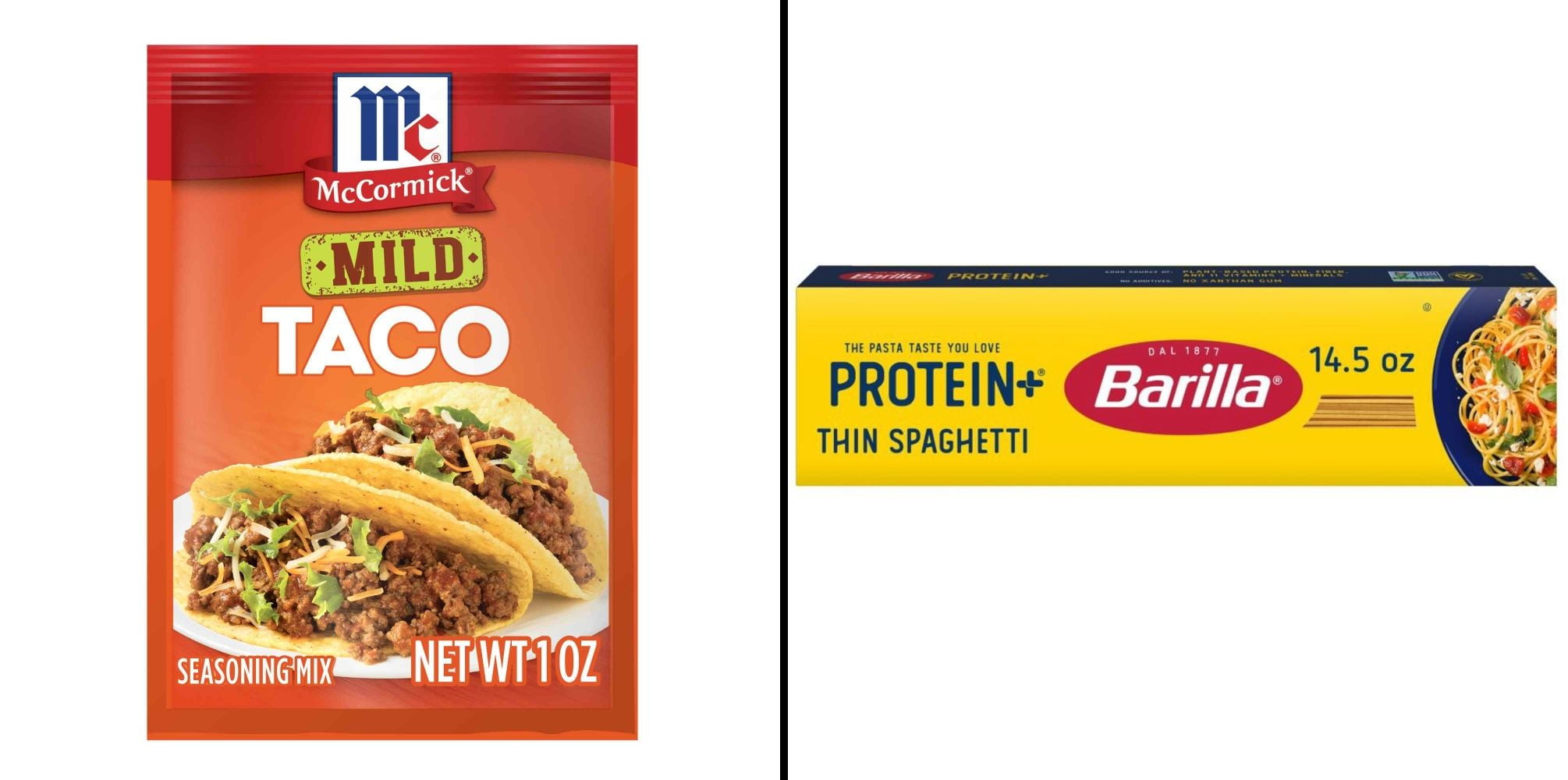 McCormick Mild Taco Seasoning Mix & Barilla 10g Protein + Thin ...