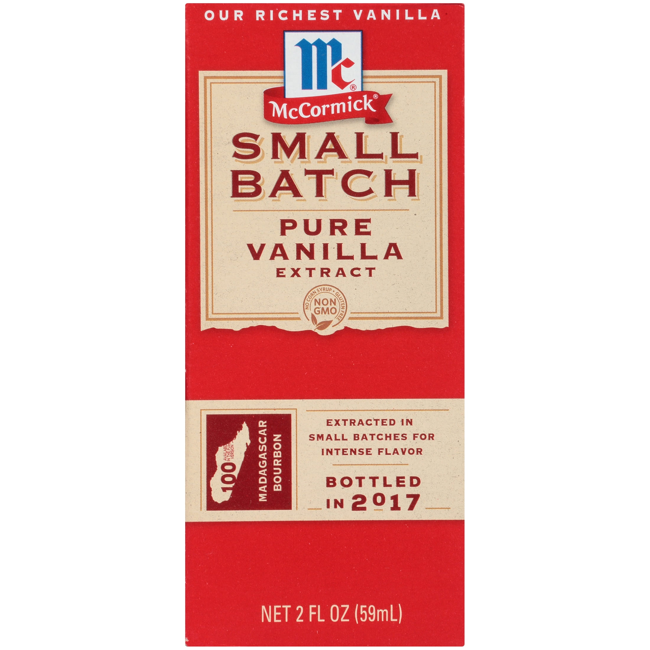 McCormick Non-GMO Gluten Free Small Batch Pure Vanilla Extract, 2 fl oz ...