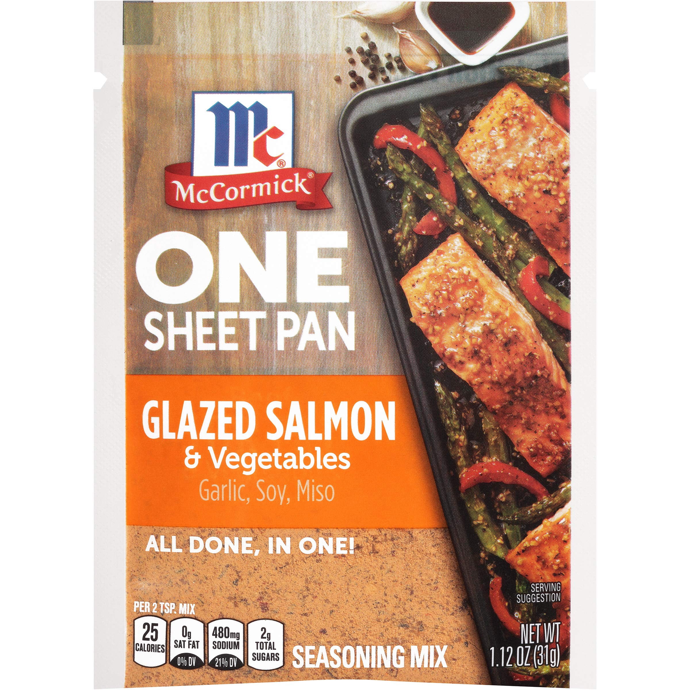 McCormick ONE Sheet Pan MFF30 Glazed Salmon & Vegetables Seasoning Mix ...