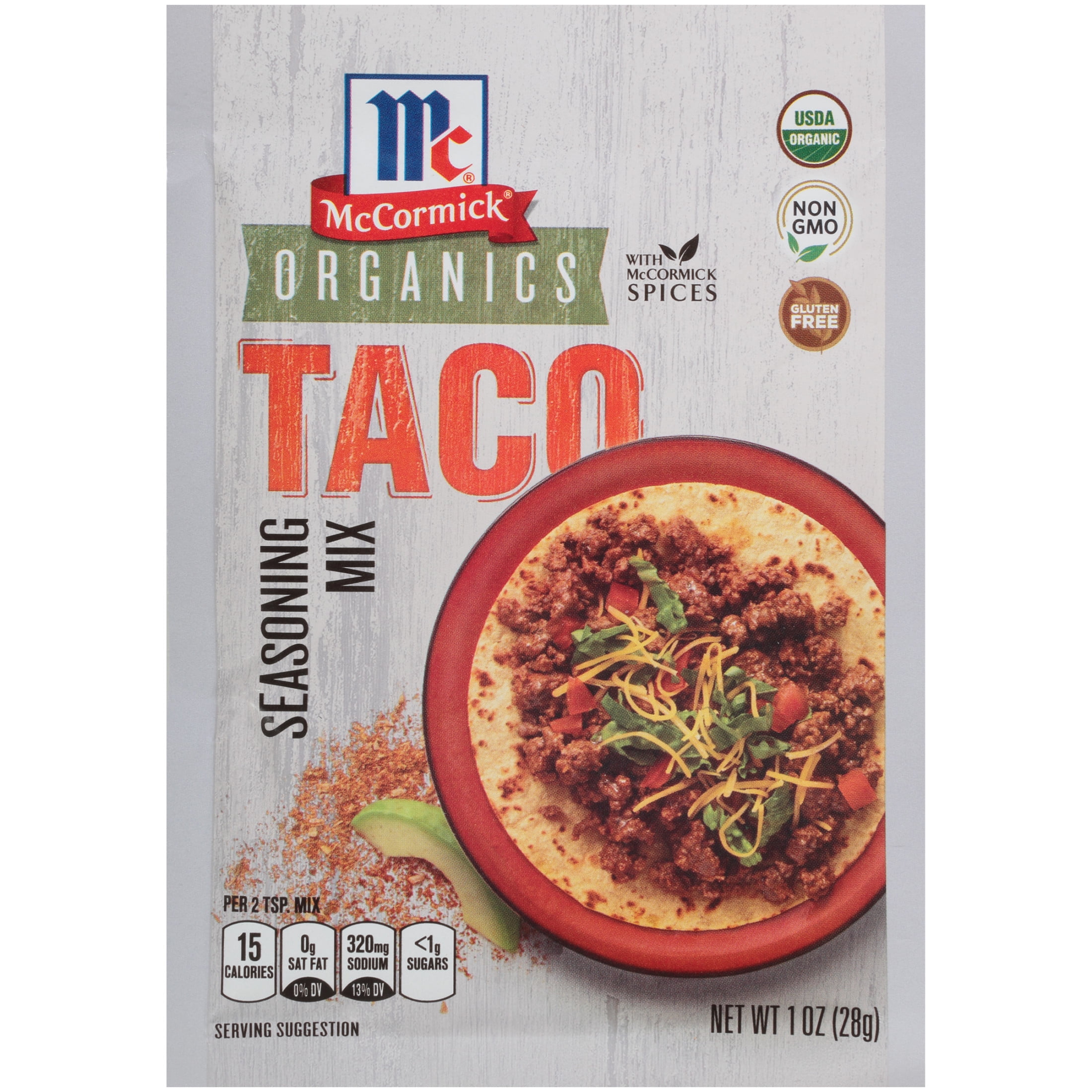 McCormick Organics Gluten Free Taco Seasoning Mix, Non-GMO, 1 oz Packet ...