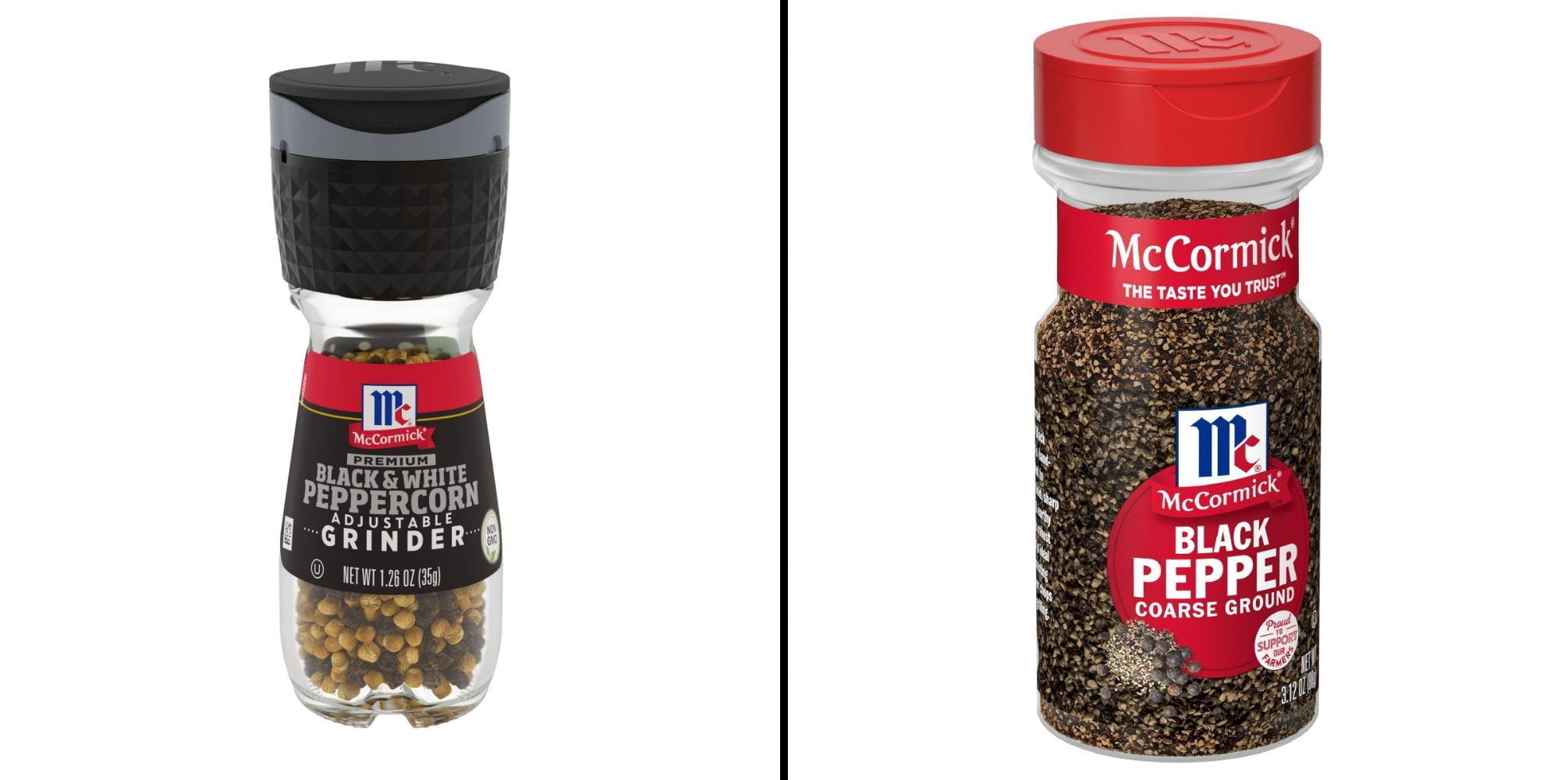 McCormick Premium Black & White Peppercorn Grinder 1.26 oz & Coarse ...