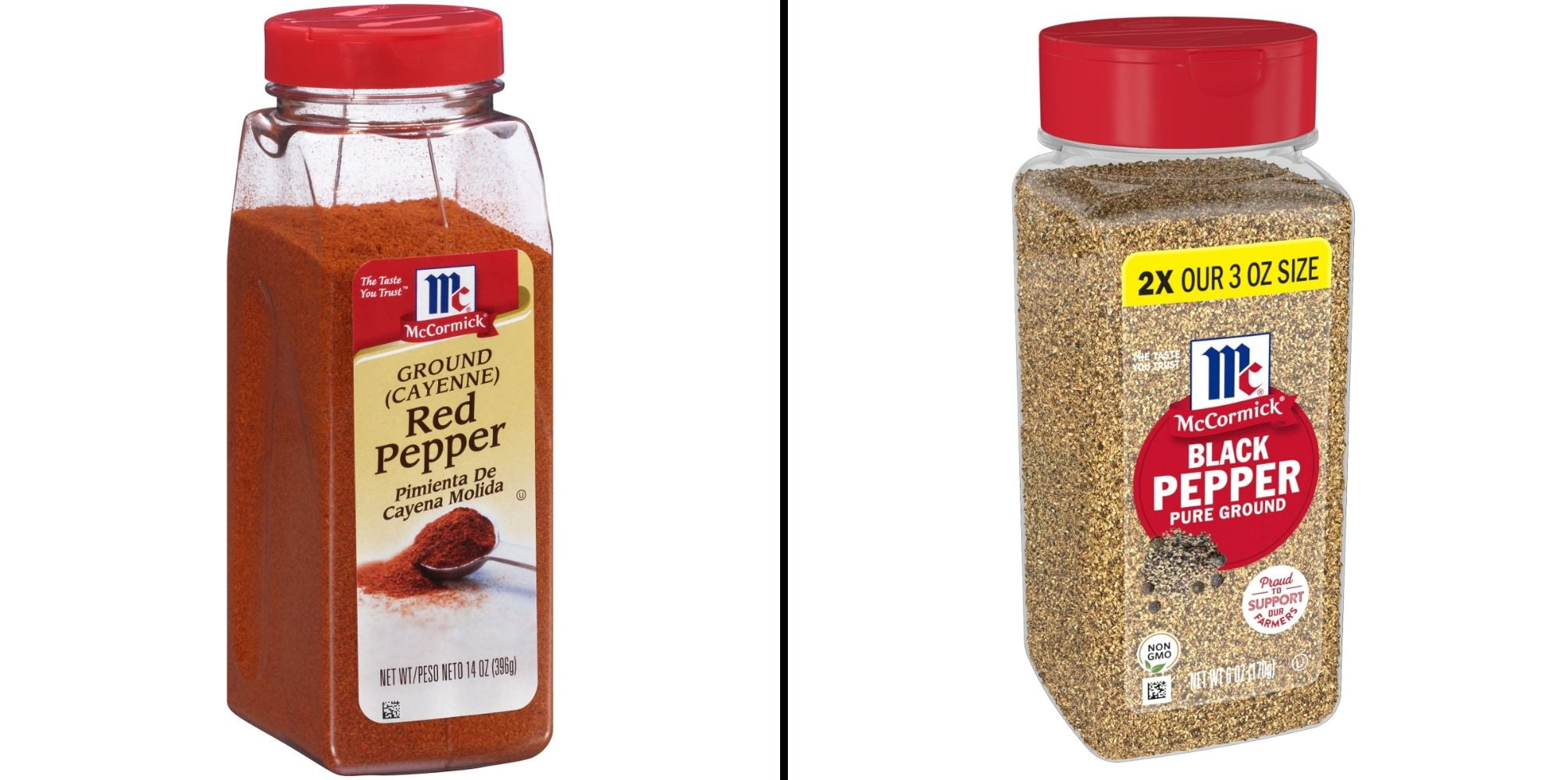 McCormick Pure Ground Black Pepper, 6 oz & McCormick Ground Cayenne Red ...
