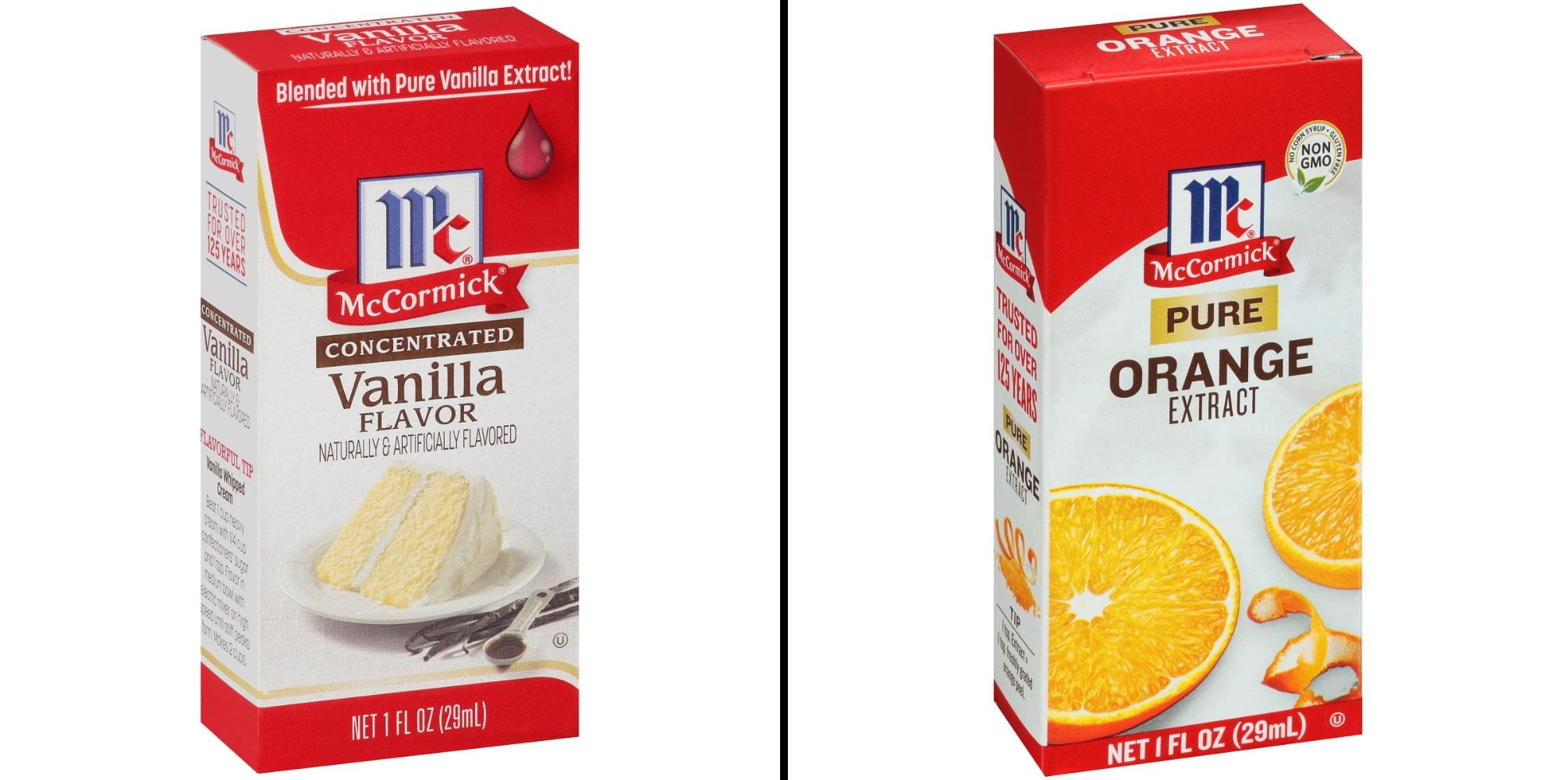 McCormick Pure Orange Extract 1 fl oz & McCormick Concentrated Vanilla ...